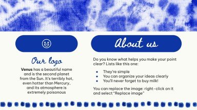 Catálogo de produtos batik em cor índigo | Google Slides e PPT