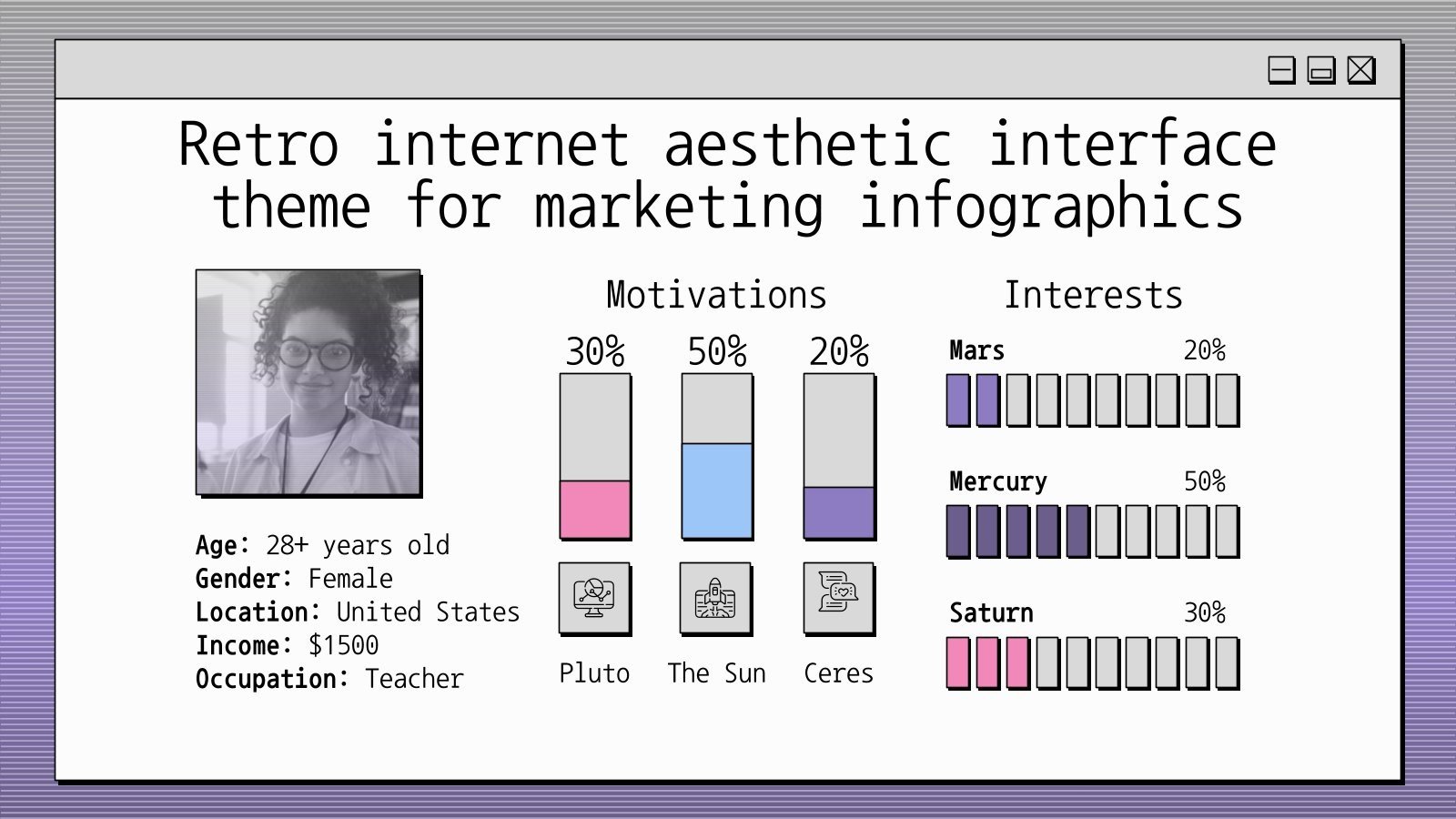 Retro Aesthetic Interface Theme for Marketing Infographics