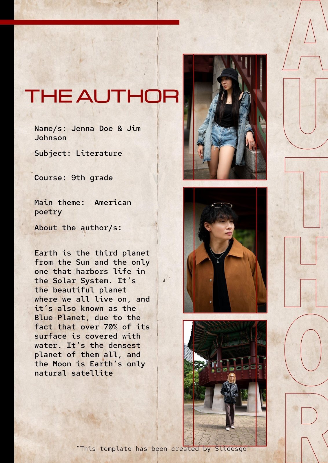 Edgy Vintage Style Student Book | Google Slides & PowerPoint