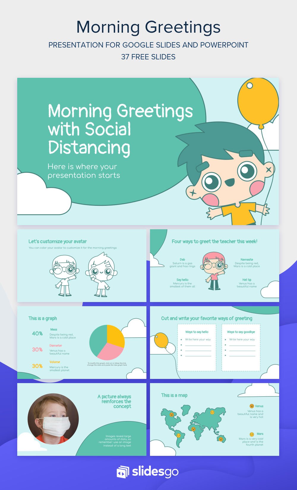 Morning Greetings with Social Distancing Google Slides & PPT