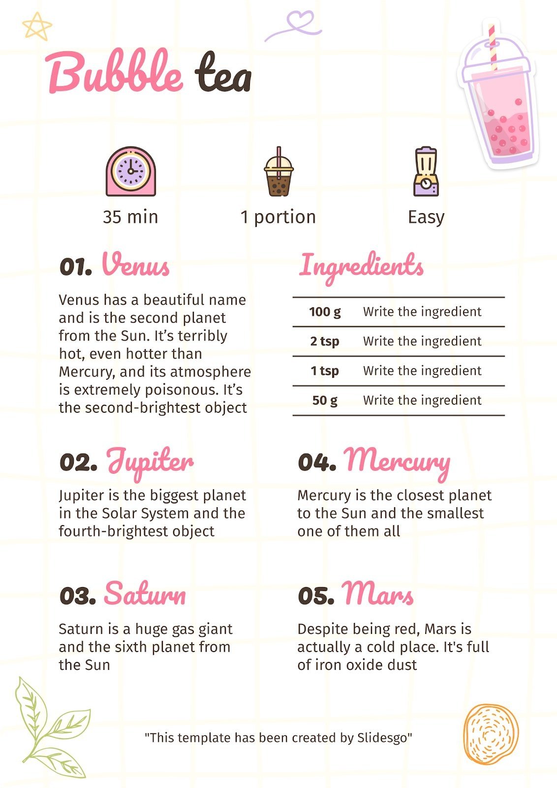 Milk Tea Recipes Cookbook | Google Slides & PowerPoint