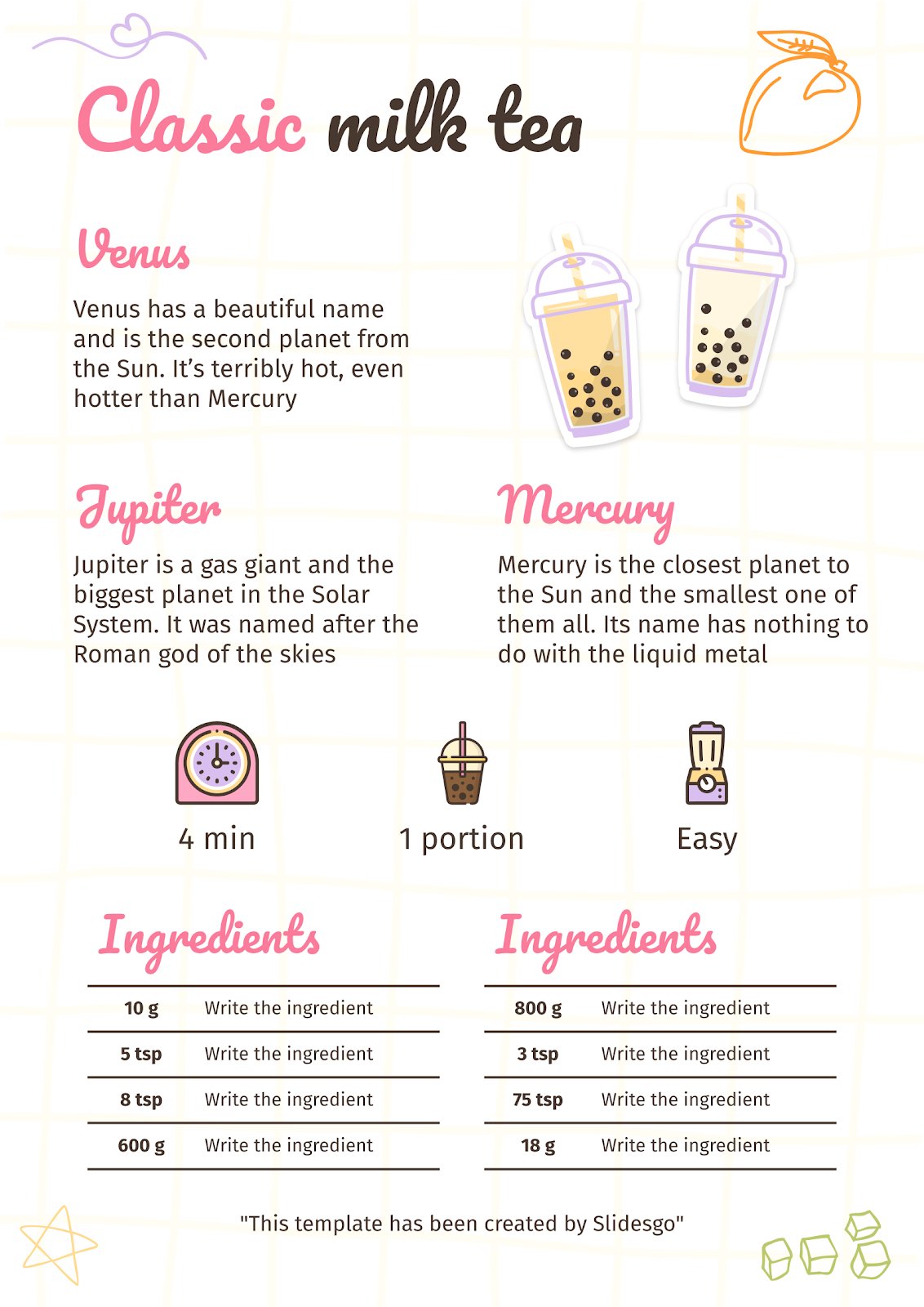 Livro de receitas de chá com leite | Google Slides e PowerPoint