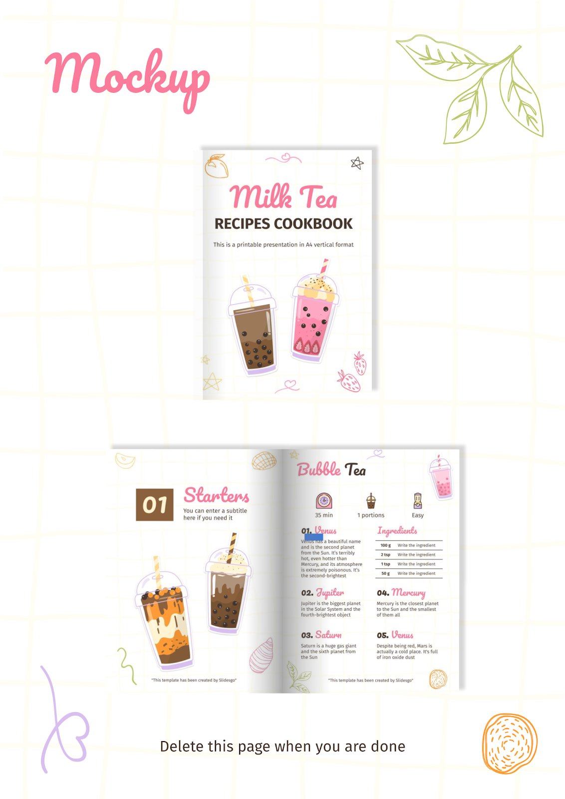 Milk Tea Recipes Cookbook | Google Slides & PowerPoint