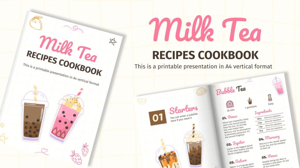 Livro de receitas de chá com leite | Google Slides e PowerPoint
