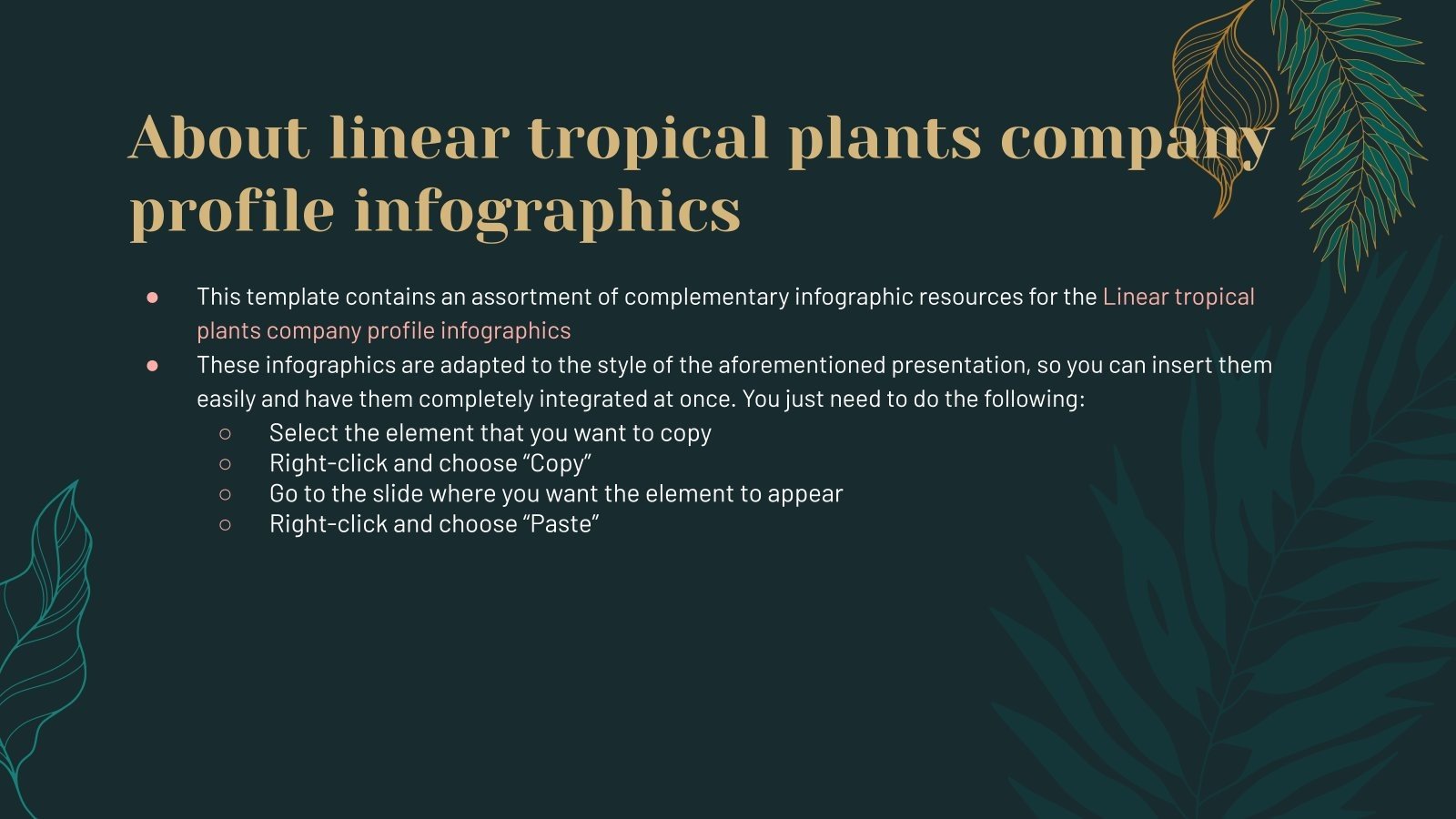 Linear Tropical Plants Company Profile Infographics