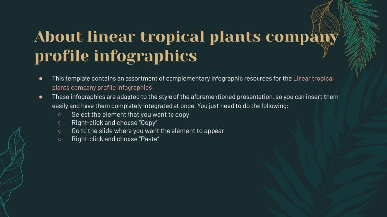 Linear Tropical Plants Company Profile Infographics