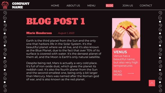 Mexican Restaurant Website Design | Google Slides & PPT