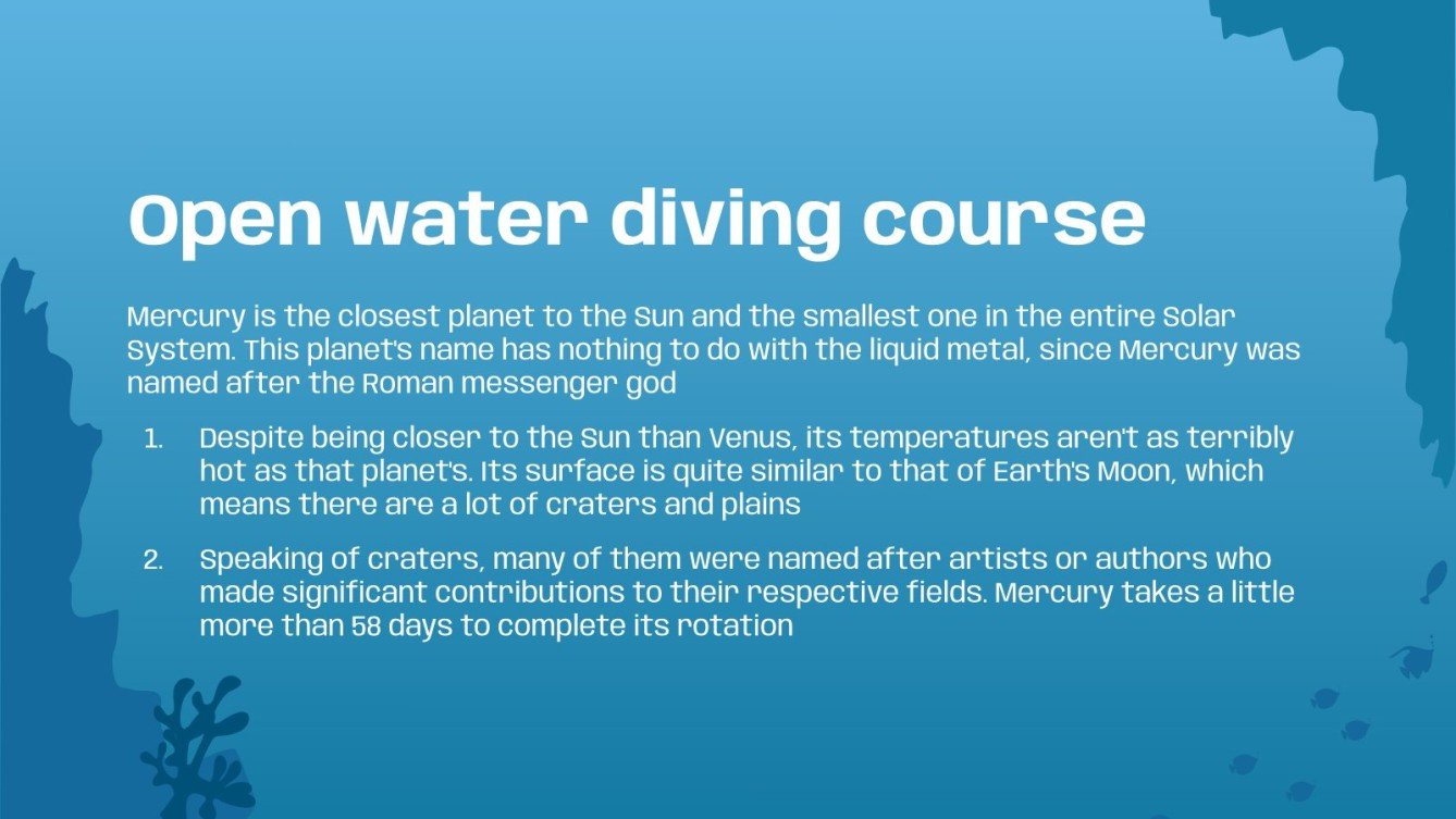 Open Water Diving Course | Google Slides & PowerPoint