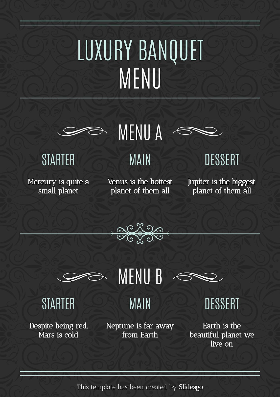 Cardápio de banquete de luxo | Google Slides e PowerPoint