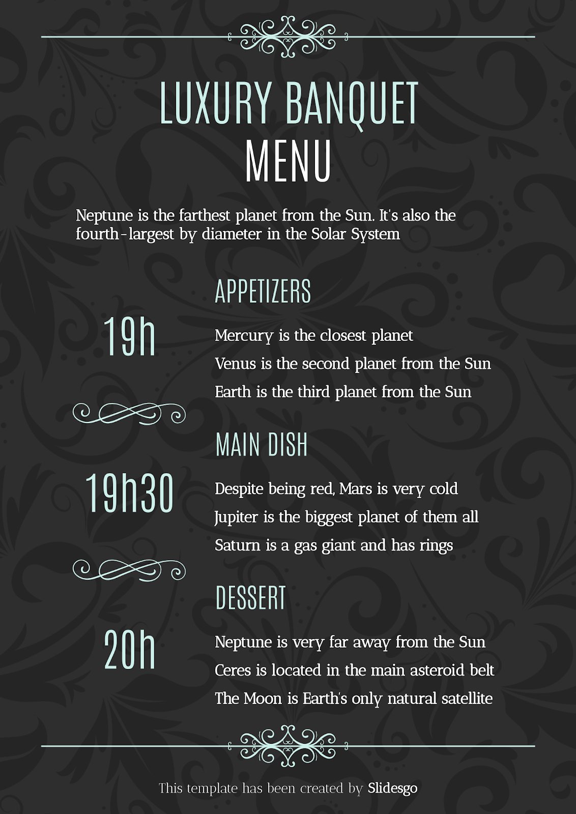 Menú para un banquete de lujo | Google Slides y PowerPoint