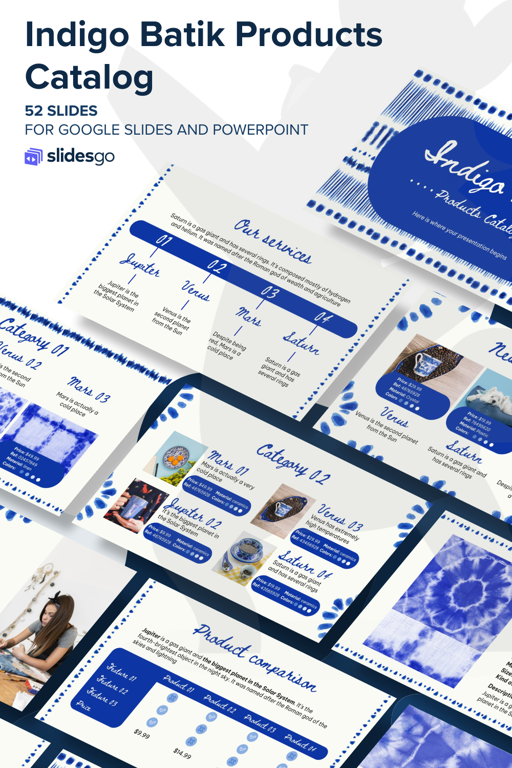 Indigo Batik Products Catalog | Google Slides & PPT