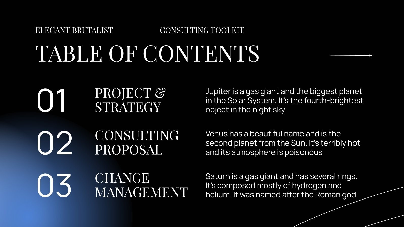 Modelo básico: Consultoria com estilo elegante e brutalista