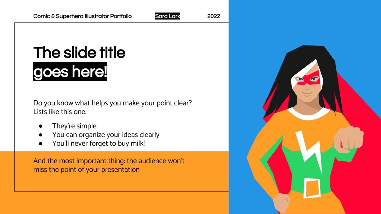 Comic & Superhero Illustrator Portfolio | Google Slides & PPT