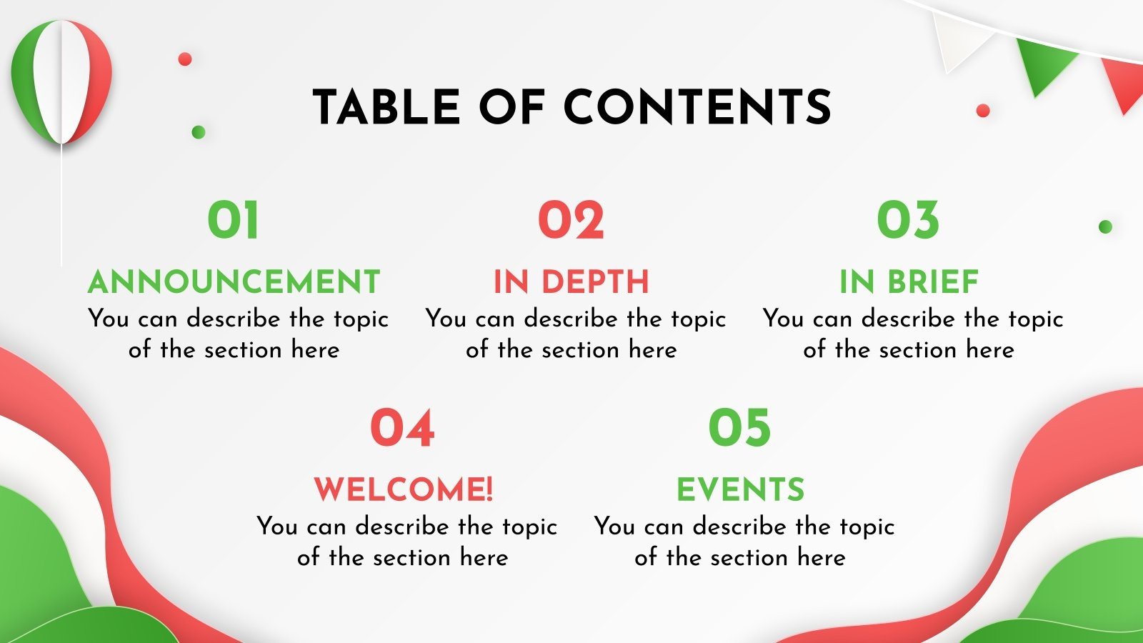 Italian Flag Style Newsletter | Google Slides & PPT