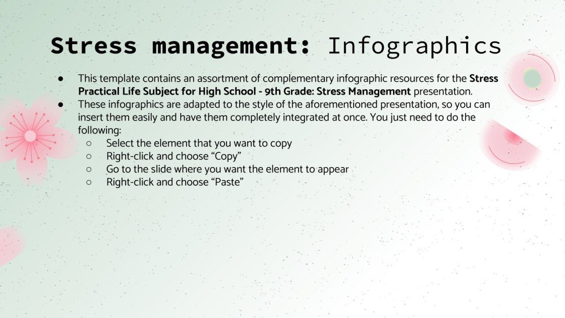 Practical Life for 9th Grade: Stress Management Infographics