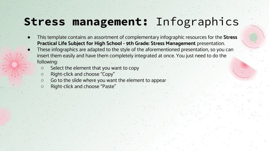 Practical Life for 9th Grade: Stress Management Infographics