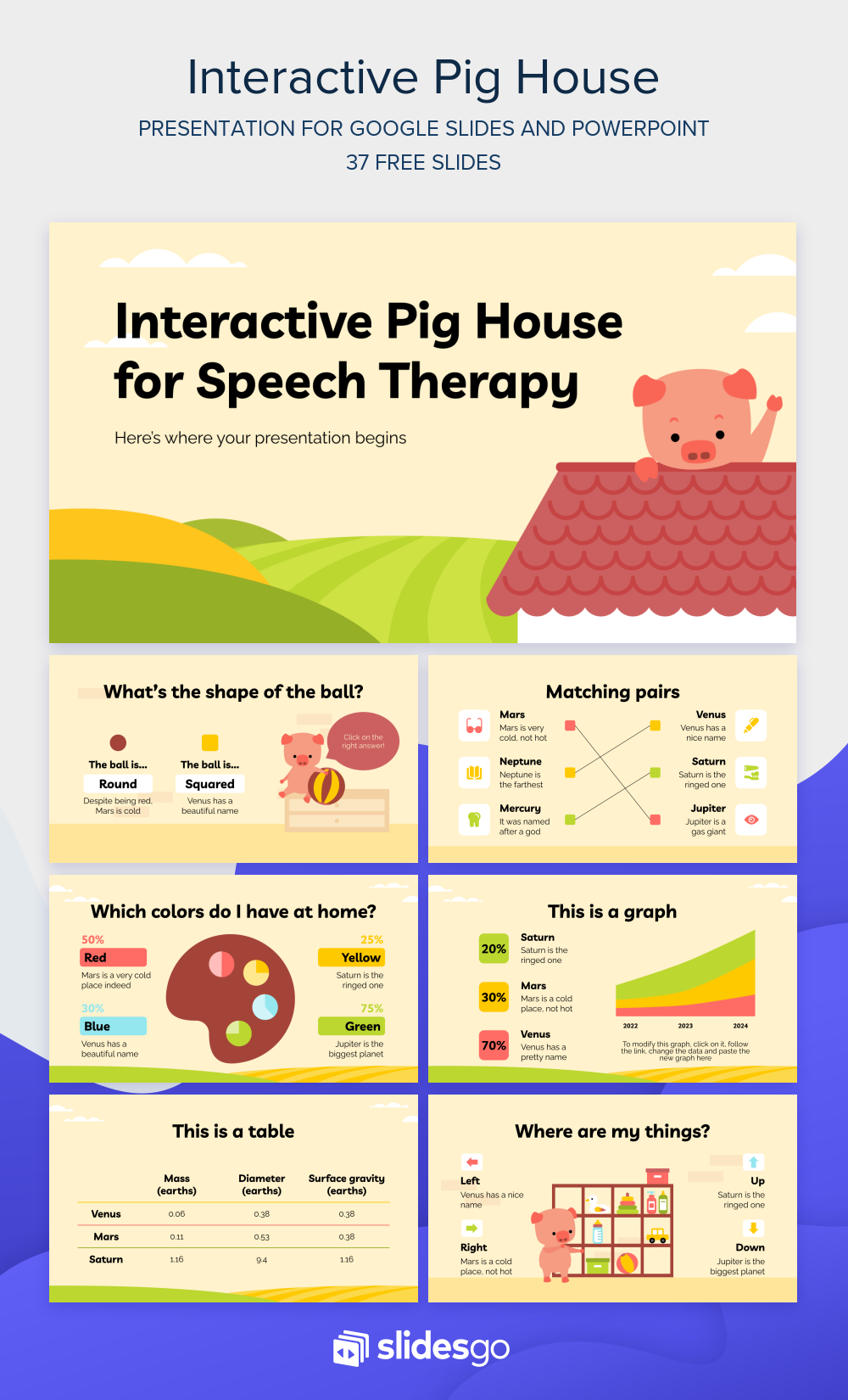 Interactive Pig House for Speech Therapy | Google Slides & PPT