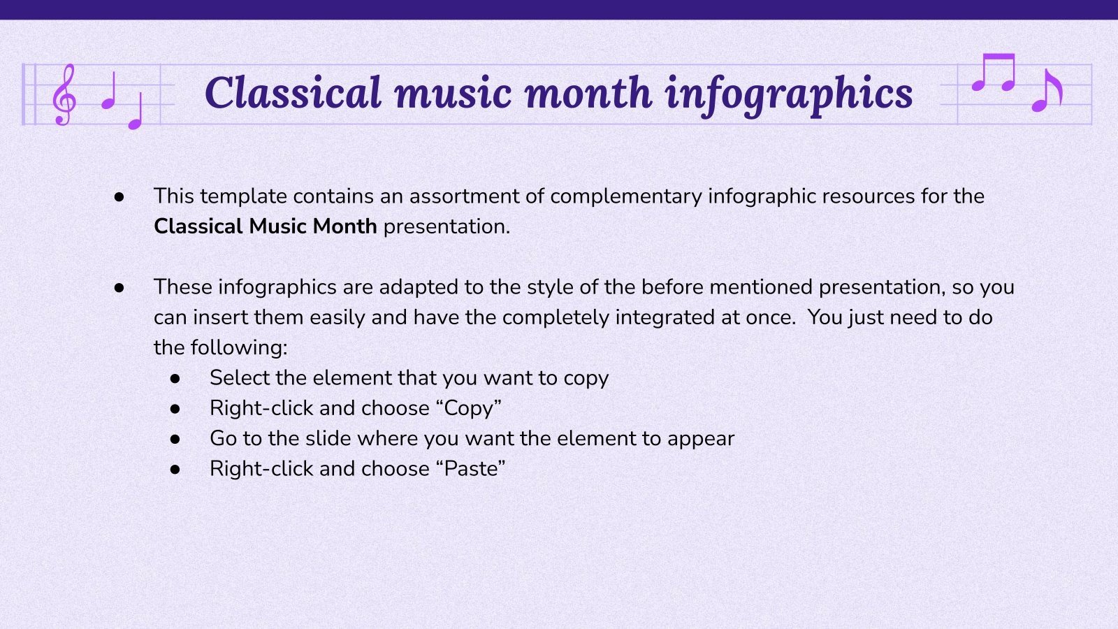 Infográficos do Mês da Música Clássica | Google Slides e PPT