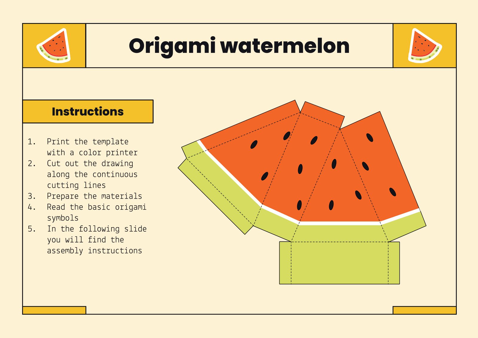 World Origami Day - Printable Origami Fruits | Google Slides