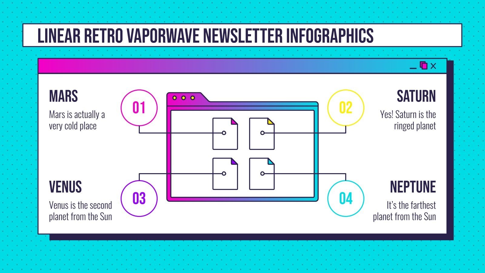 Linear Retro Vaporwave Newsletter Infographics | Google Slides