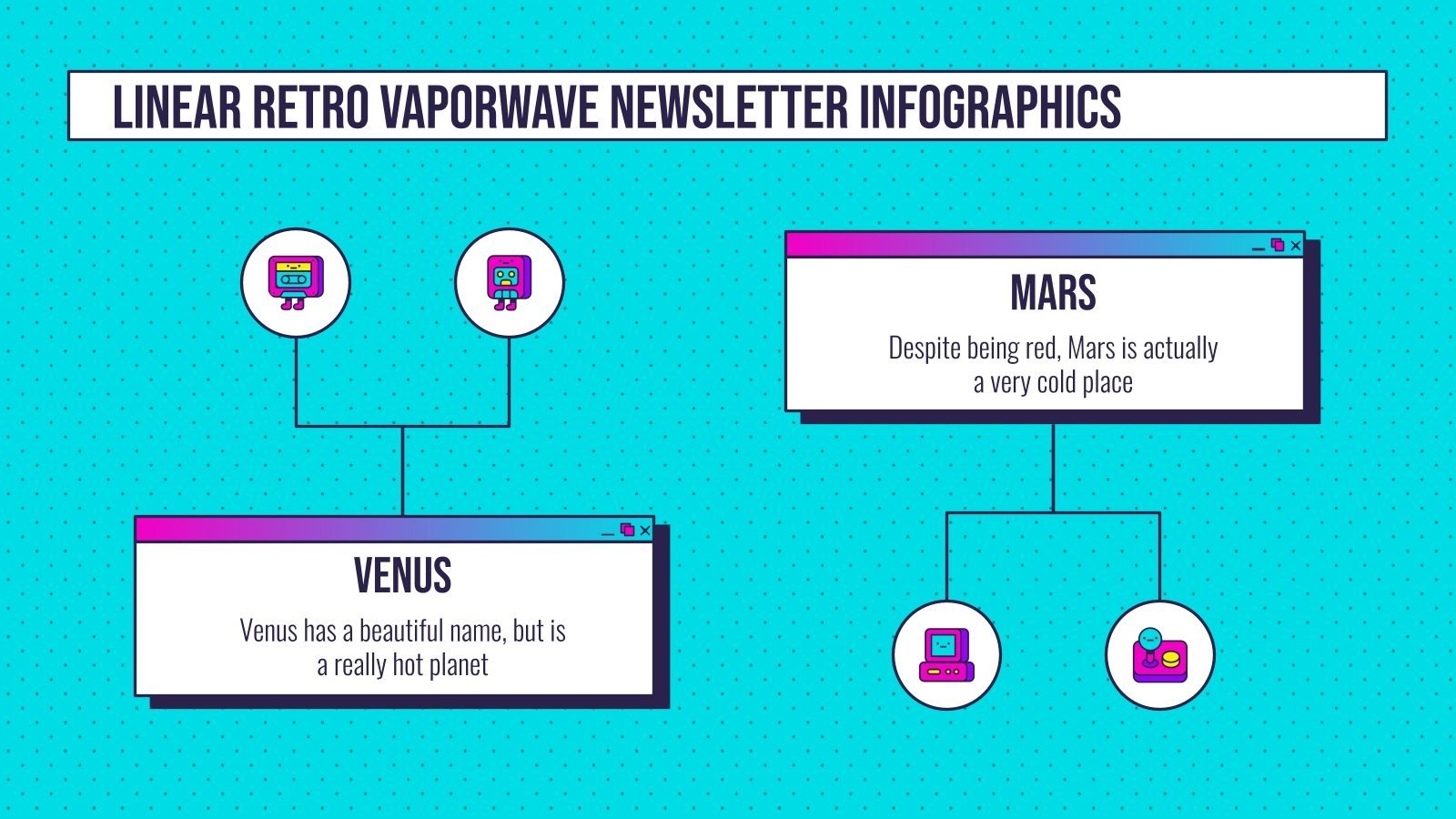 Linear Retro Vaporwave Newsletter Infographics | Google Slides