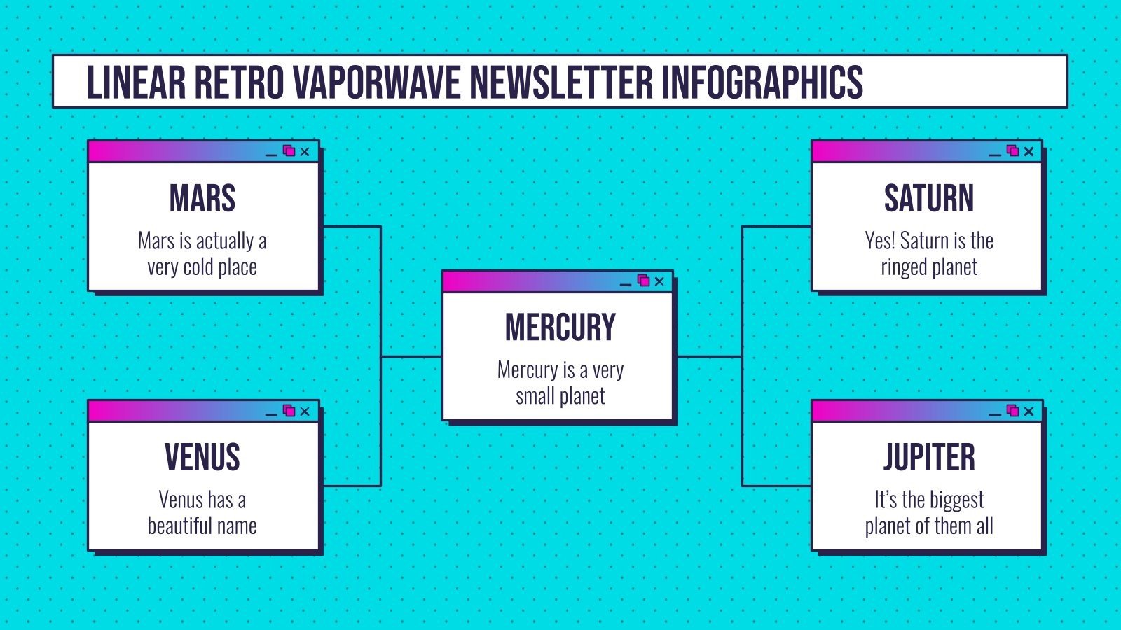 Linear Retro Vaporwave Newsletter Infographics | Google Slides