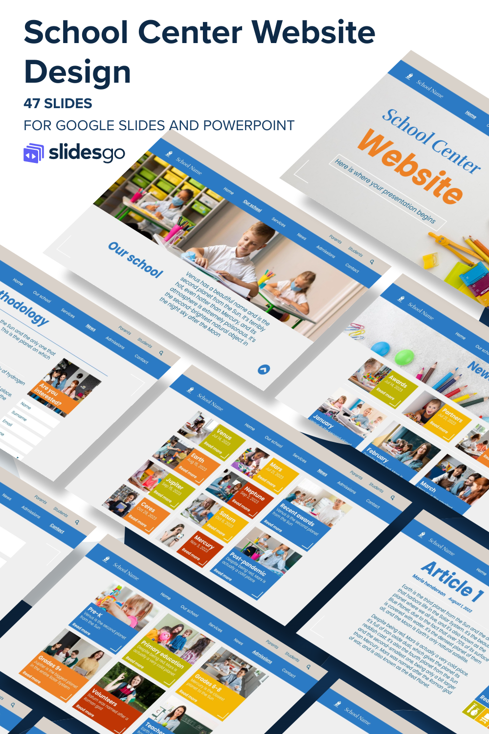 School Center Website Design | Google Slides & PowerPoint