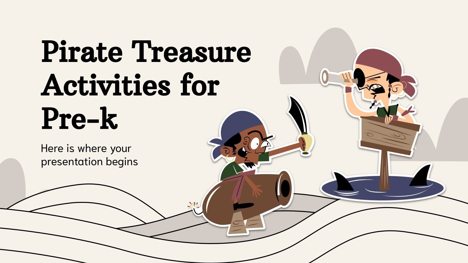 Google Slides and PowerPoint templates about pirates
