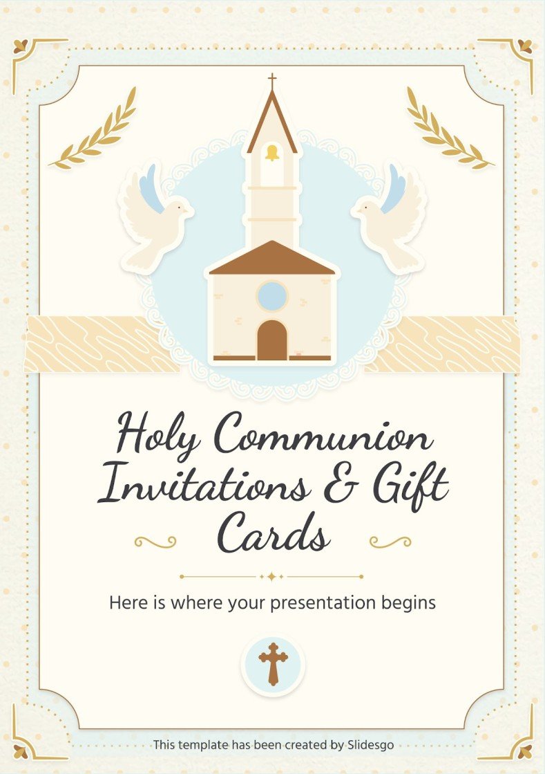 Holy Communion Invitations & Gift Cards | Google Slides & PPT