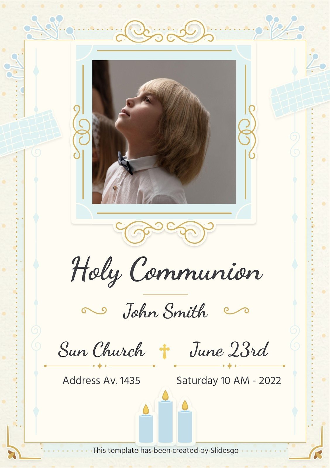 Holy Communion Invitations & Gift Cards | Google Slides & PPT