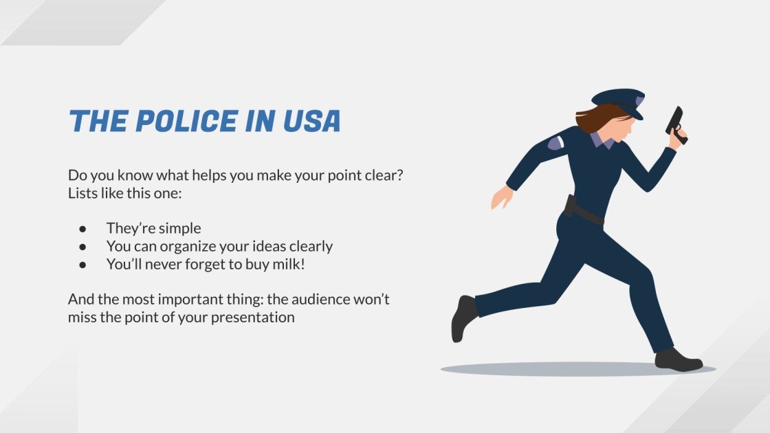 Los distintos rangos en la policía de EE. UU. | Google Slides