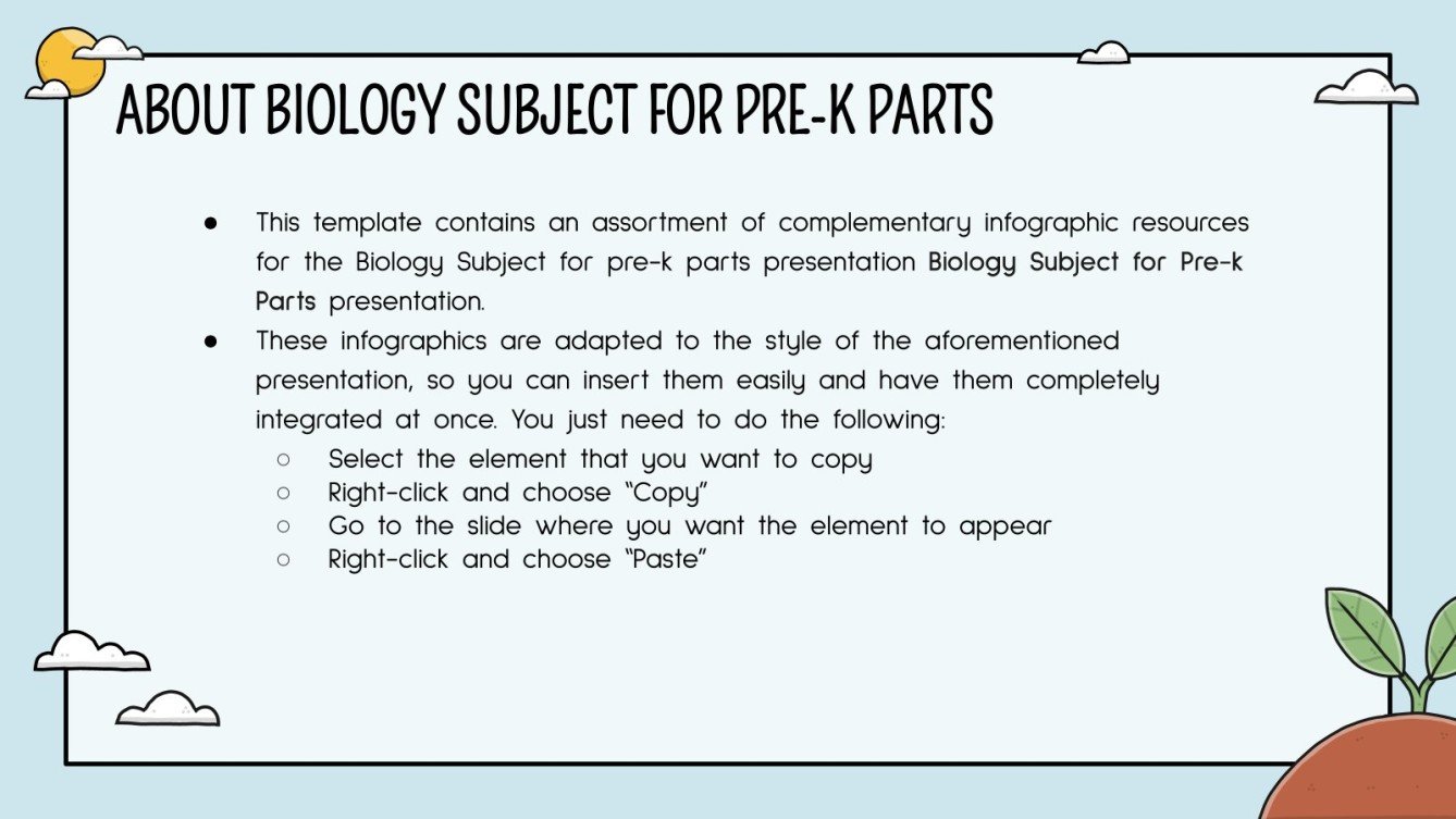 Biology Subject for Pre-K: Parts of a Plant Infographics