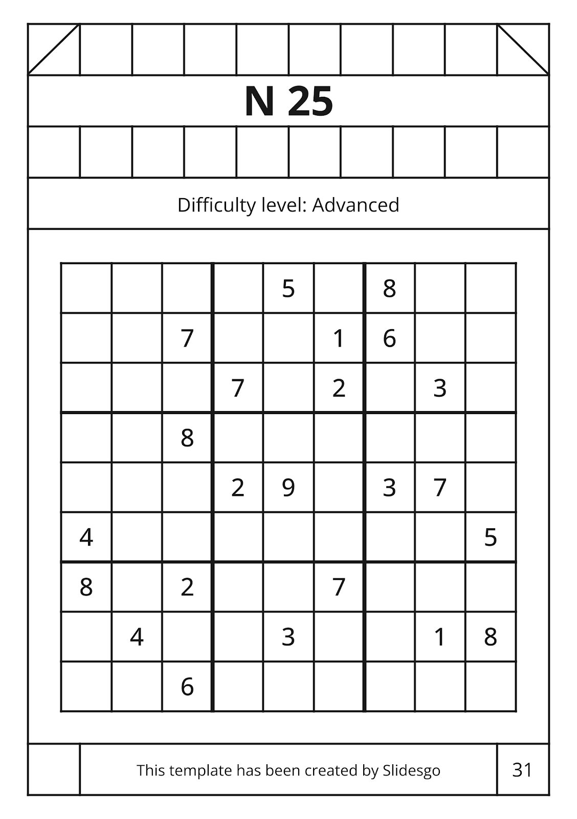 Printable Advanced Number Place Puzzles Sheets