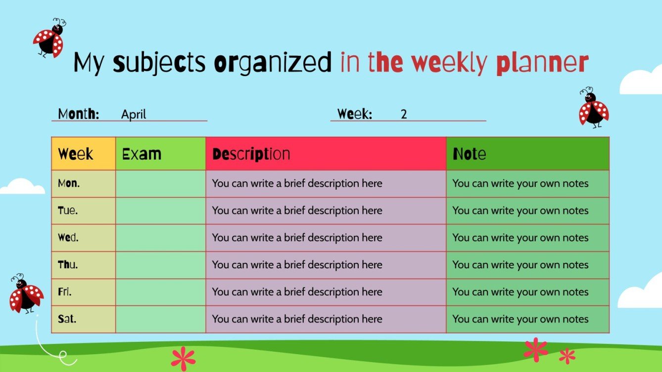 Ladybug Weekly Planner for Pre-K | Google Slides & PPT