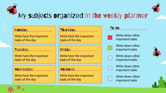 Ladybug Weekly Planner for Pre-K | Google Slides & PPT