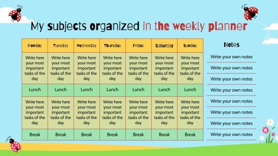 Ladybug Weekly Planner for Pre-K | Google Slides & PPT