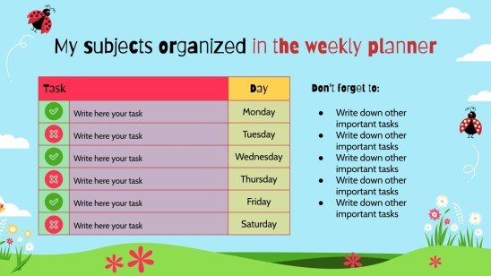 Ladybug Weekly Planner for Pre-K | Google Slides & PPT