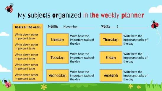 Ladybug Weekly Planner for Pre-K | Google Slides & PPT