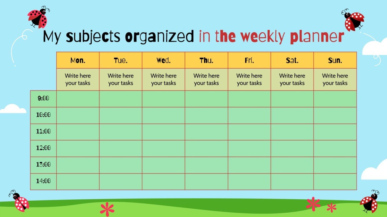 Ladybug Weekly Planner for Pre-K | Google Slides & PPT