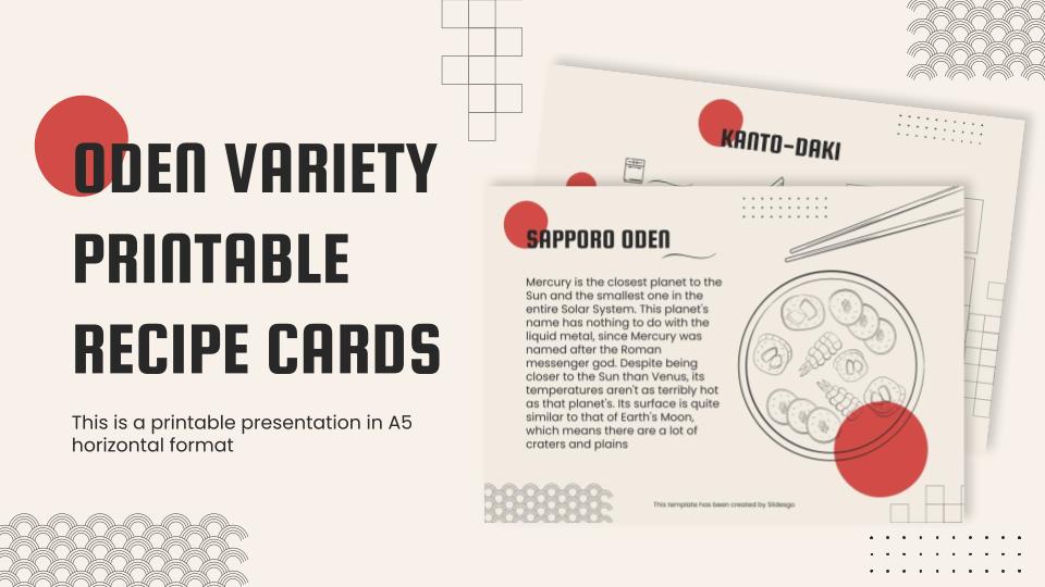 Oden Variety Printable Recipe Cards | Google Slides & PPT
