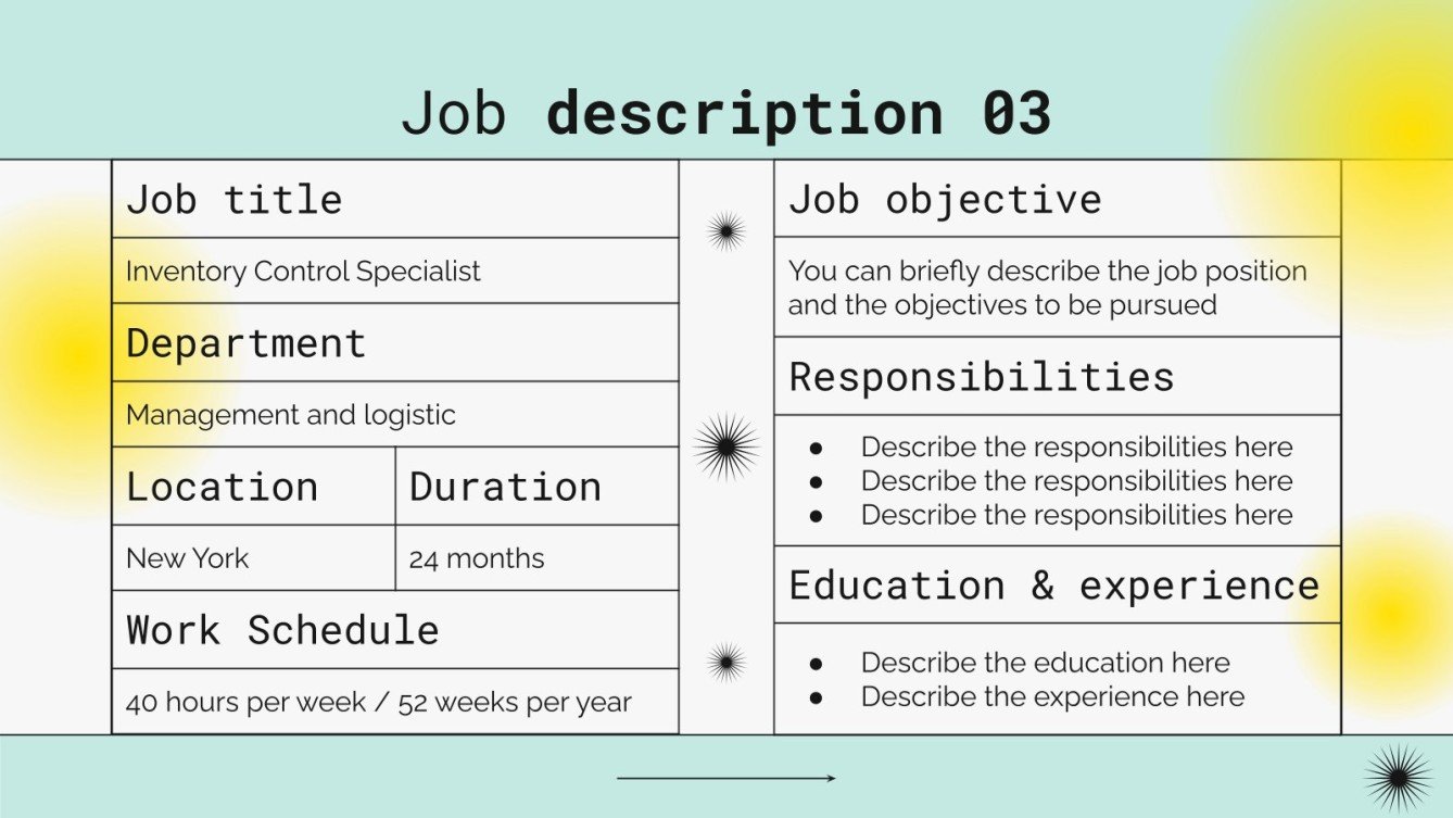 Inventory Control Specialist Job Description | Google Slides