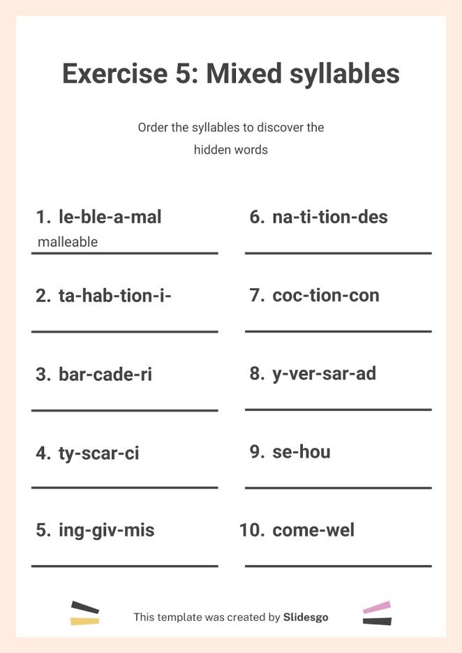 Printable Dyslexia Worksheets for High School | Google Slides