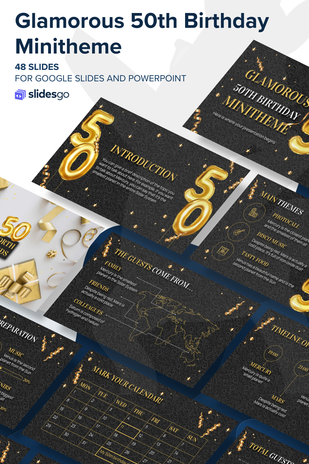 Glamorous 50th Birthday Minitheme | Google Slides & PPT