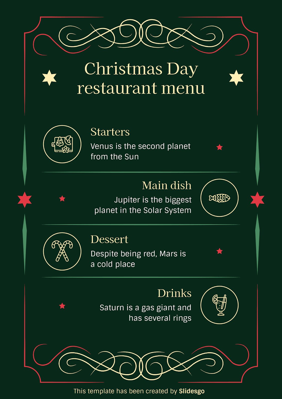 Printable Christmas Day Restaurant Menu | Google Slides