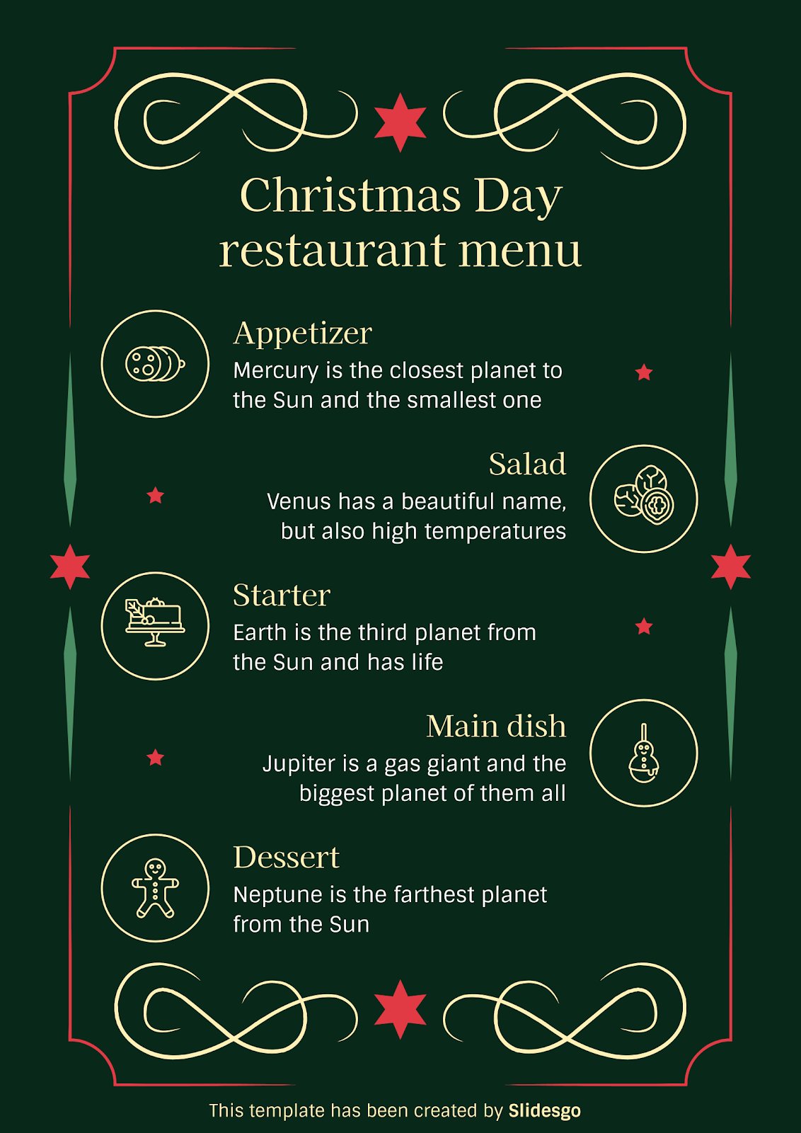 Printable Christmas Day Restaurant Menu | Google Slides