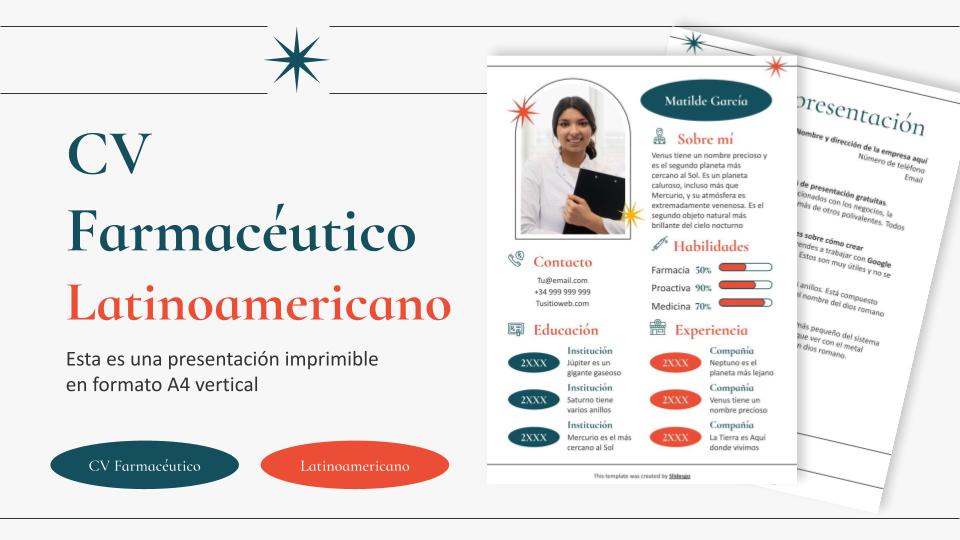 Latin American Pharmacist CV | Google Slides & PPT