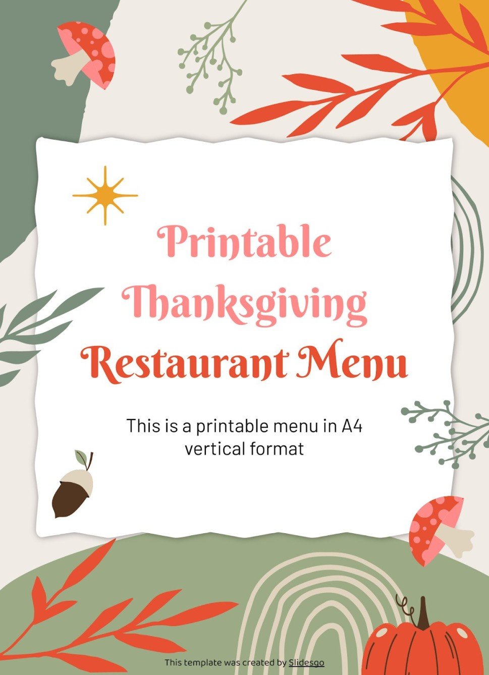 Printable Thanksgiving Restaurant Menu | Google Slides & PPT