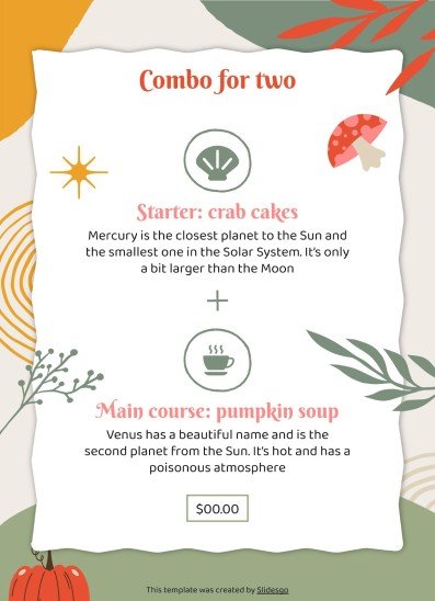 Printable Thanksgiving Restaurant Menu | Google Slides & PPT