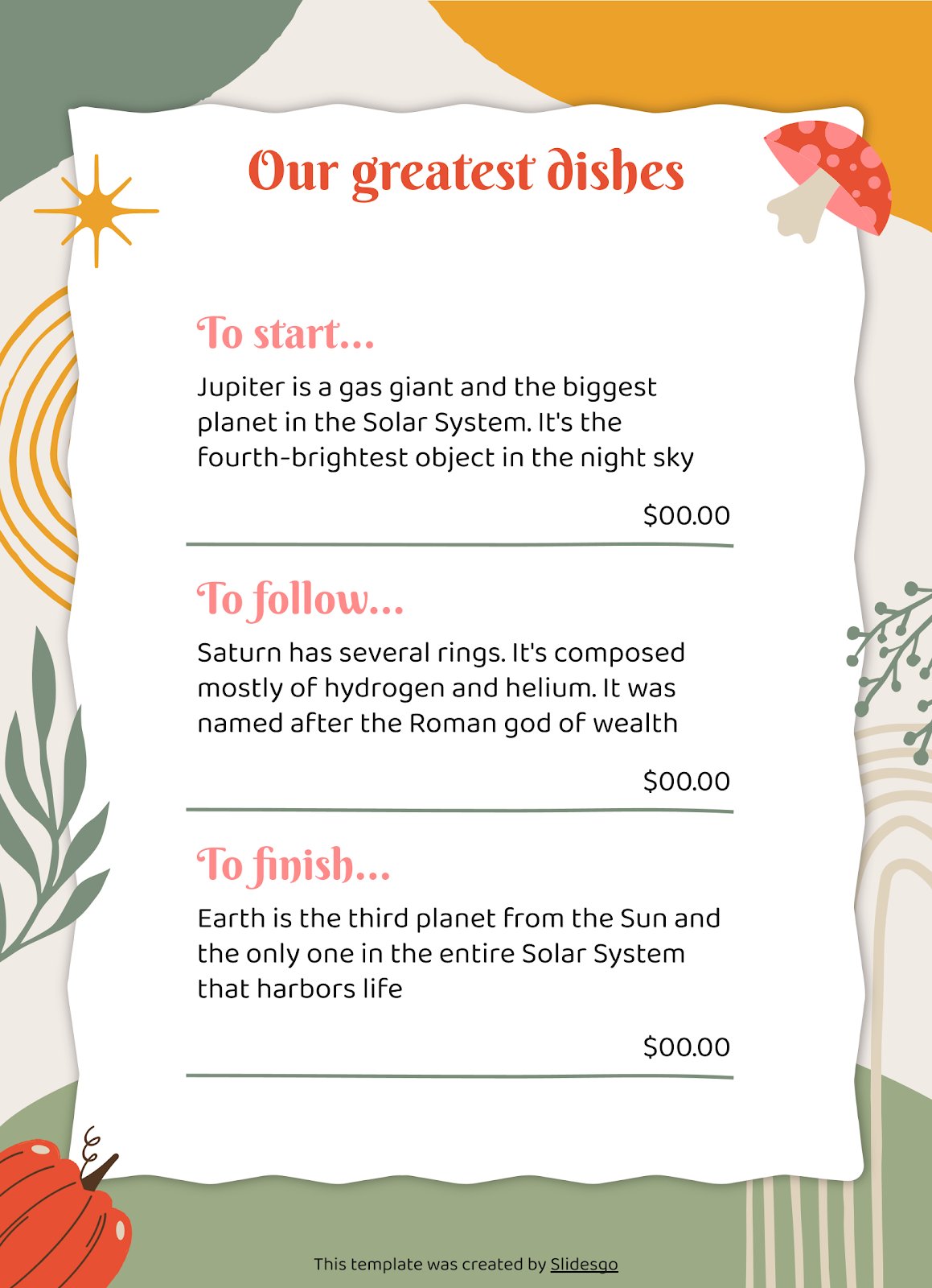 Printable Thanksgiving Restaurant Menu | Google Slides & PPT