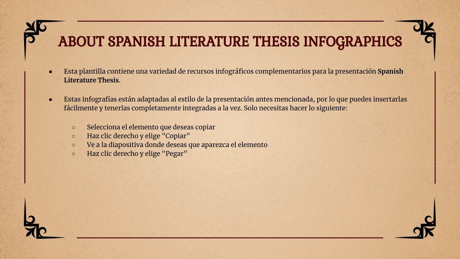 Infografías tesis de Literatura Española | Google Slides